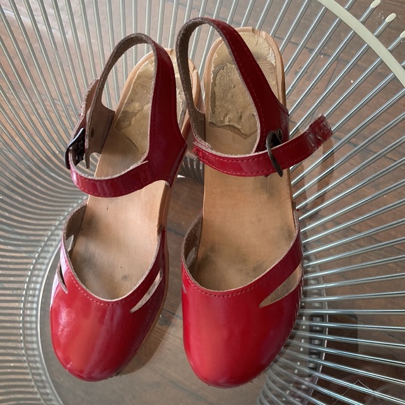 Sven | Shoes | Sven Clogs Deep Red Patent Leather High Heel Mary Jane ...